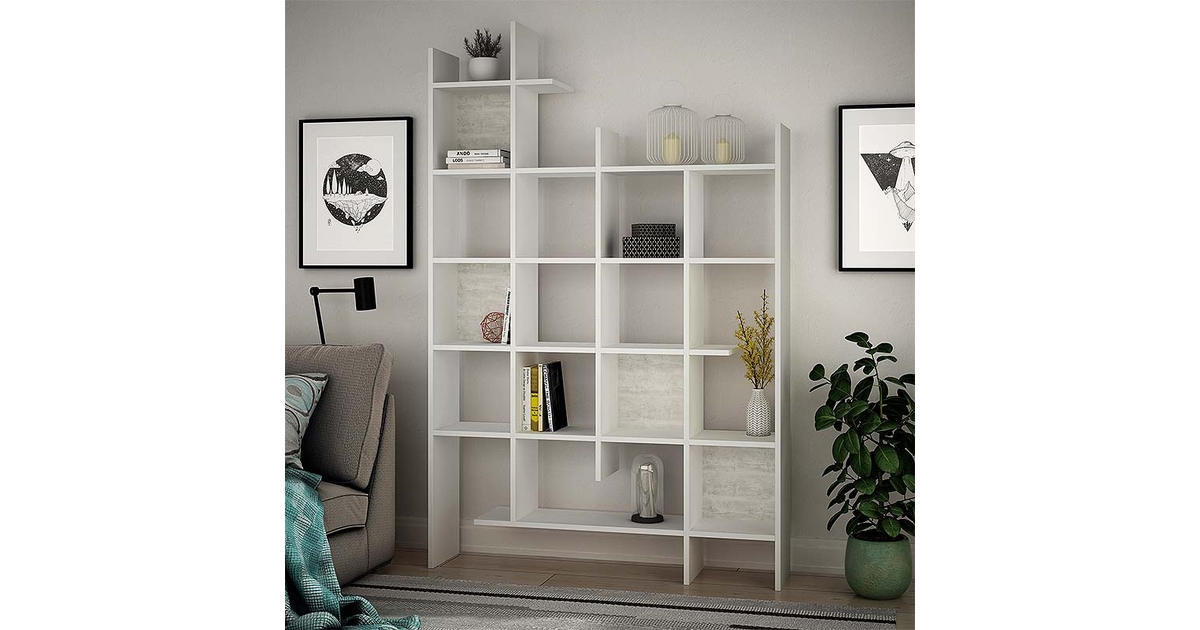 MegaPap Βιβλιοθήκη Manco χρώμα λευκό 122x25,5x188εκ. μόνο με 139.00 ...